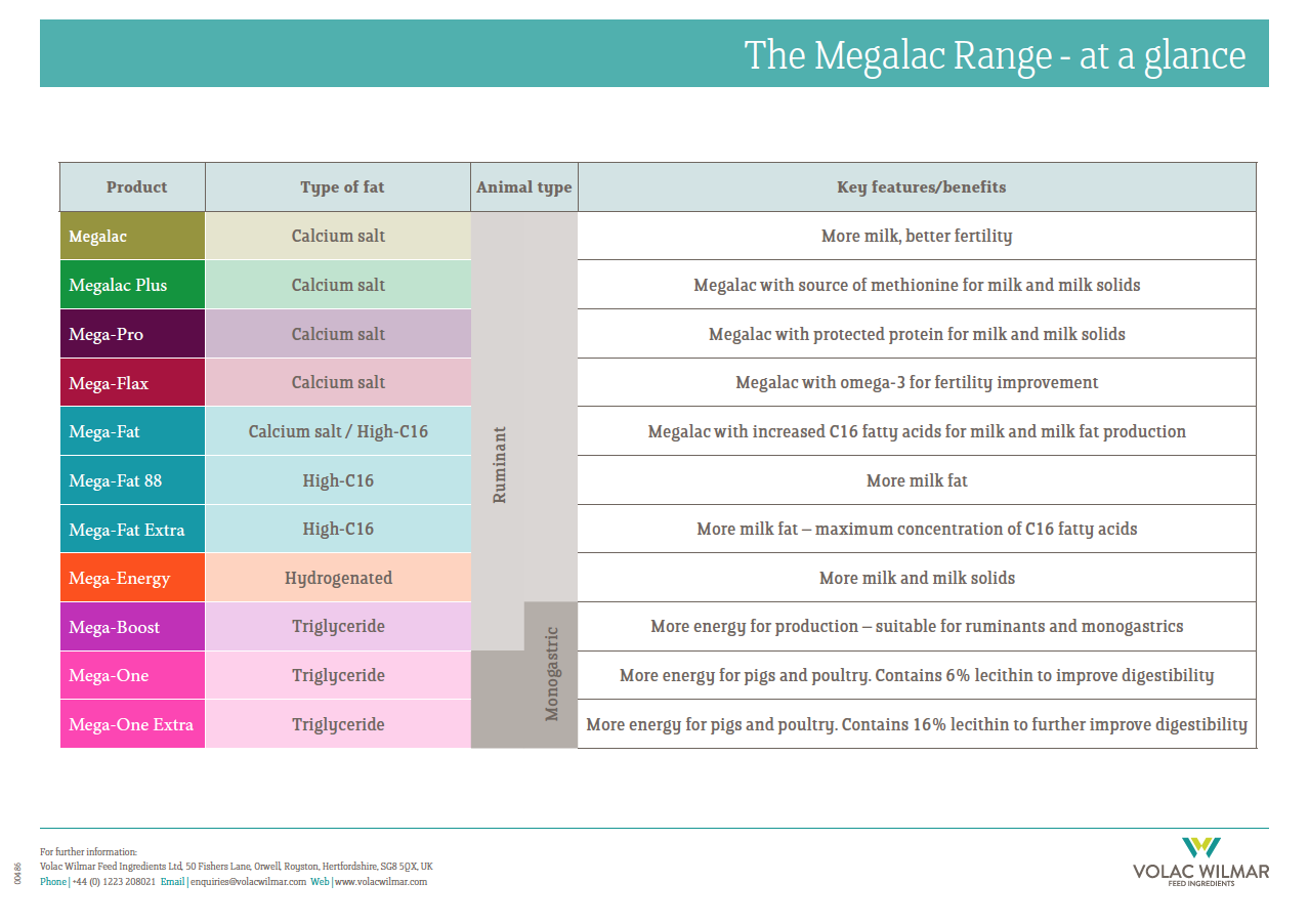 Summary - The Megalac range at a glance