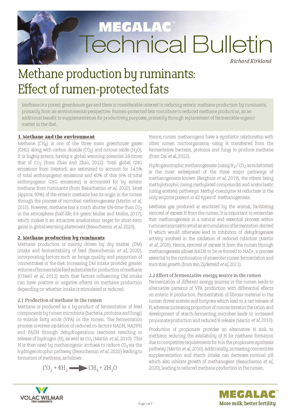 Methane Production by ruminants: Effect of rumen-protected fats